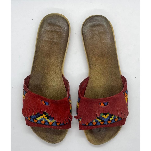 Sioux Mox | Shoes | Vintage Sioux Mox Red Suede Embroidered Slides Size ...